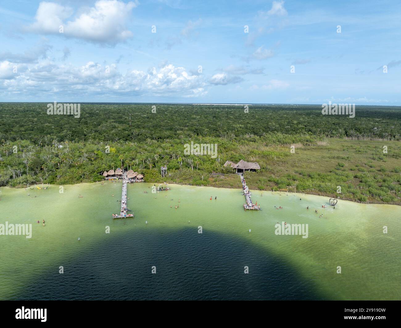 Laguna Kaan Luum aerial view. Located just outside Tulum Mexico is a ...