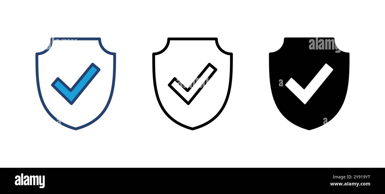 Shield check mark icon vector. Protection approve sign. Safe icon ...