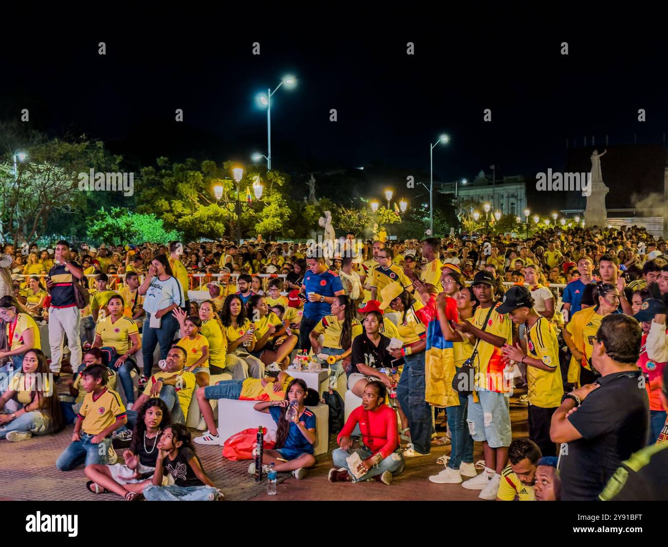 Aerial view of the people of Colombia Celebration the classification of ...