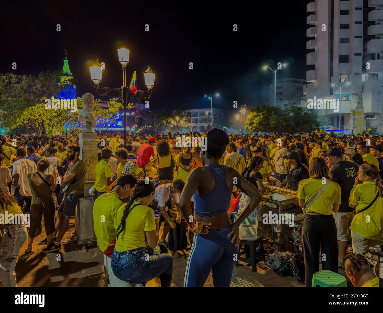 Aerial view of the people of Colombia Celebration the classification of ...