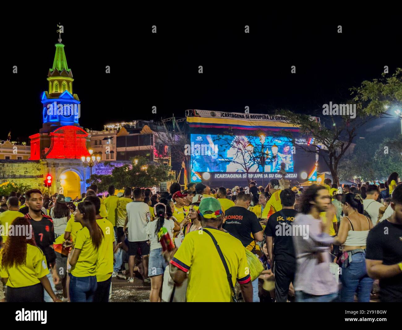 Aerial view of the people of Colombia Celebration the classification of ...