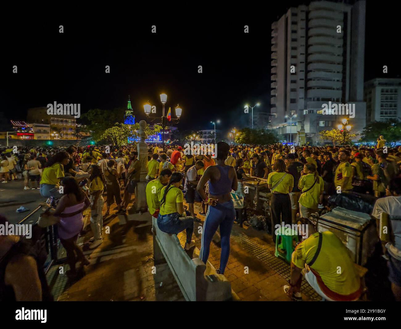 Aerial view of the people of Colombia Celebration the classification of ...