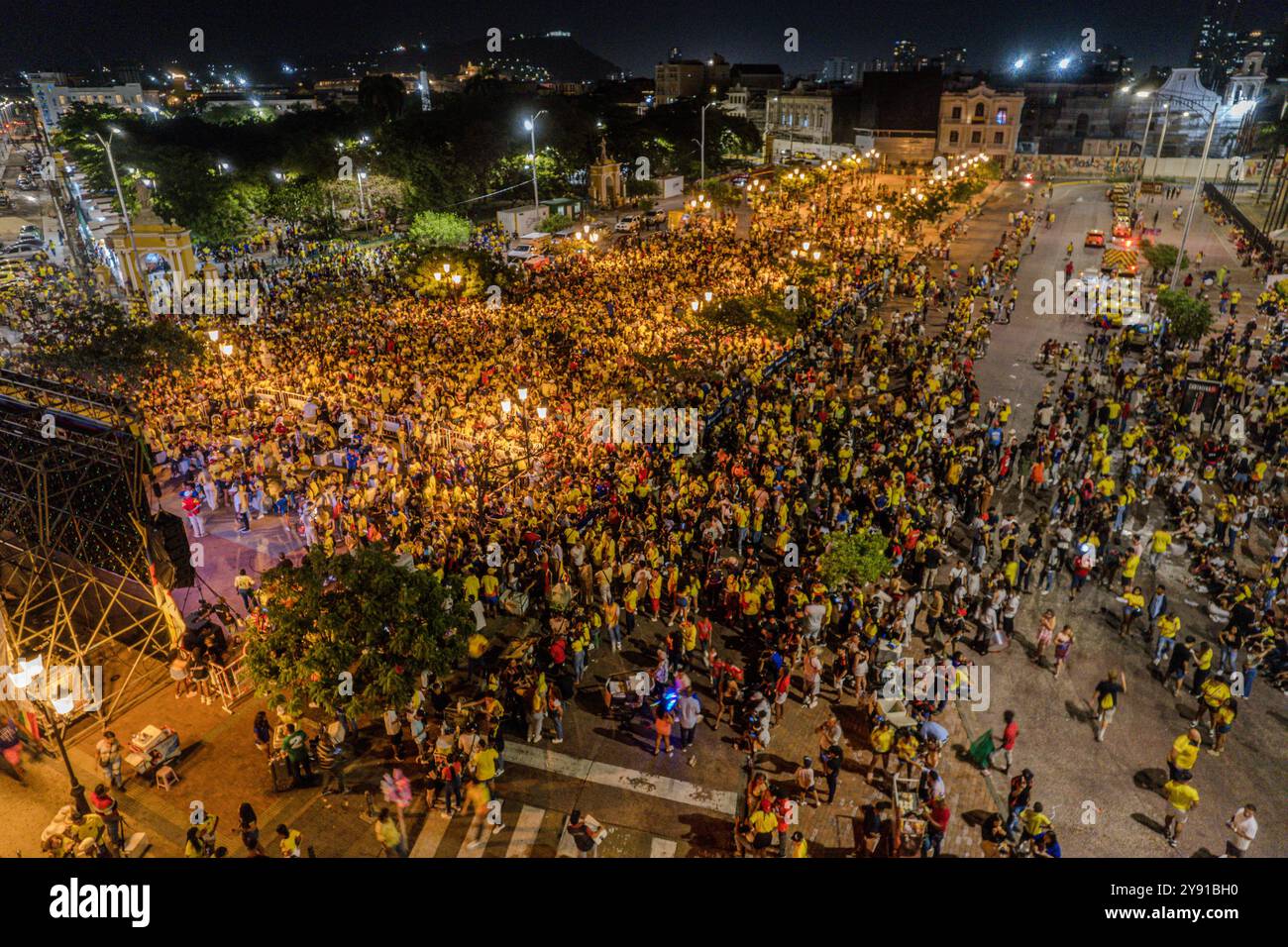 Aerial view of the people of Colombia Celebration the classification of ...