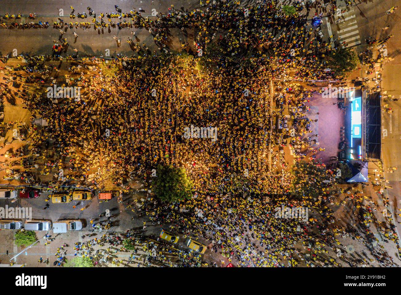 Aerial view of the people of Colombia Celebration the classification of ...
