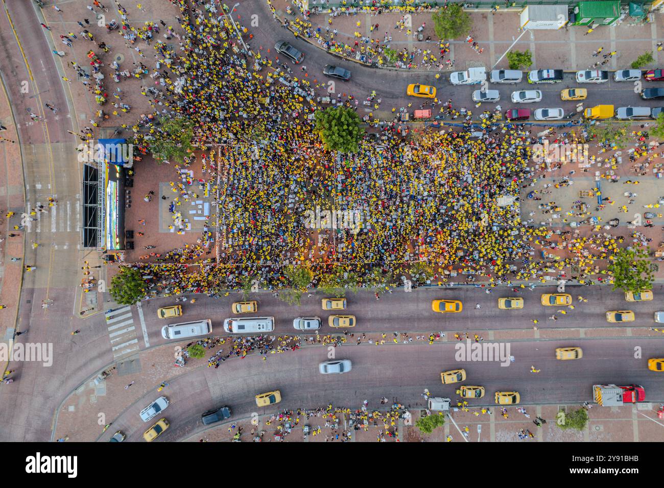 Aerial view of the people of Colombia Celebration the classification of ...