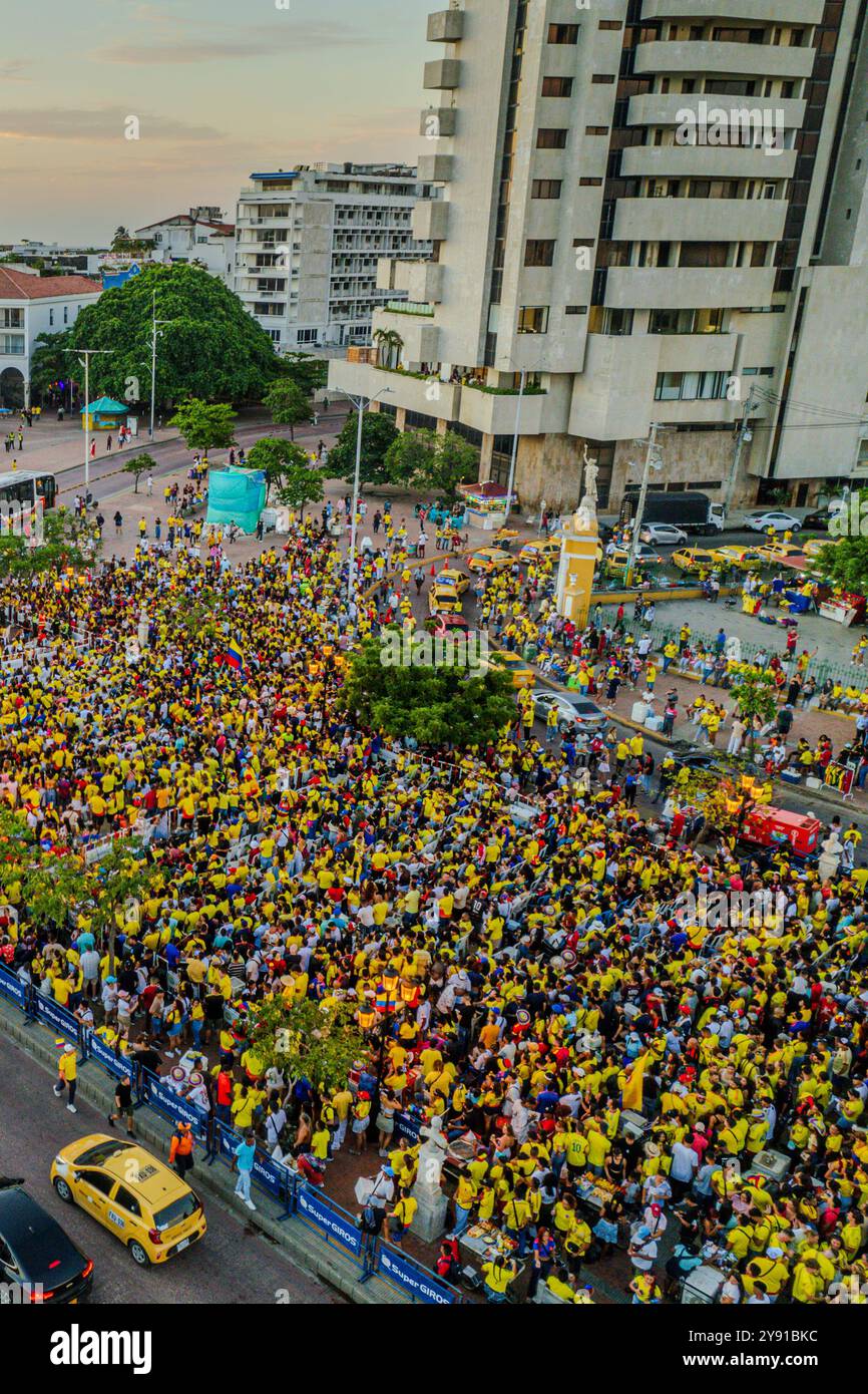 Aerial view of the people of Colombia Celebration the classification of ...