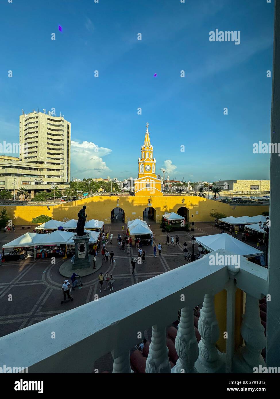 Beautiful aerial view of the city of Cartagena in colonial walled city ...