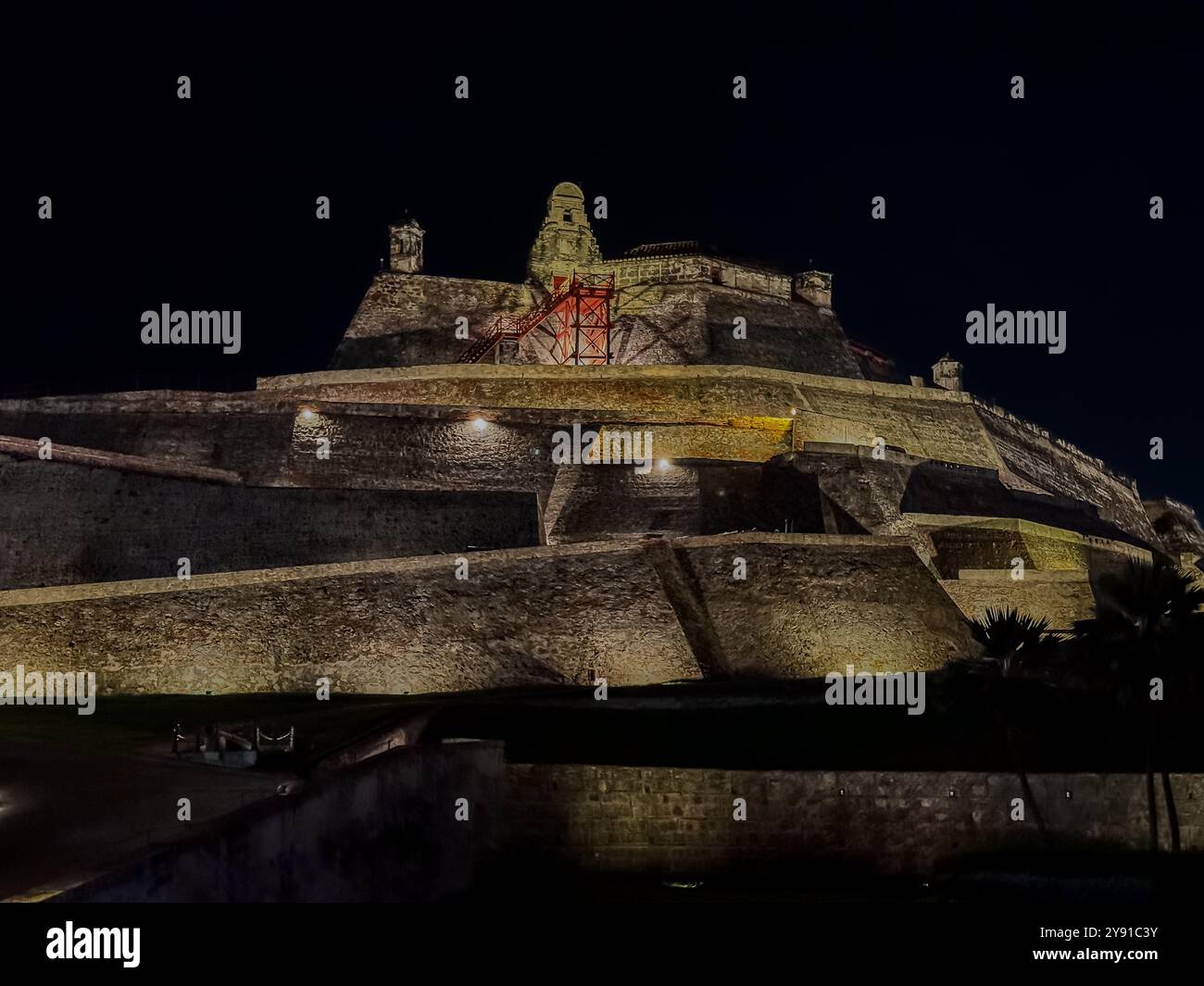 Beautiful aerial drone view of the San Felipe Castle, with the huge ...