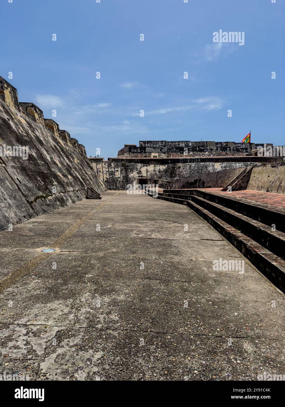 Beautiful aerial drone view of the San Felipe Castle, with the huge ...
