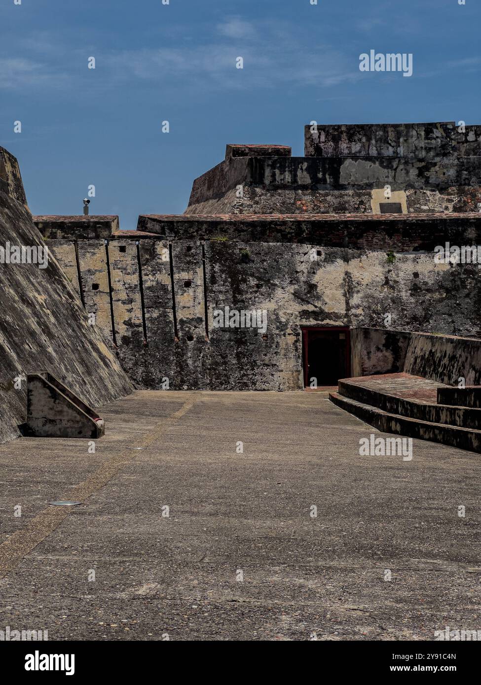Beautiful aerial drone view of the San Felipe Castle, with the huge ...