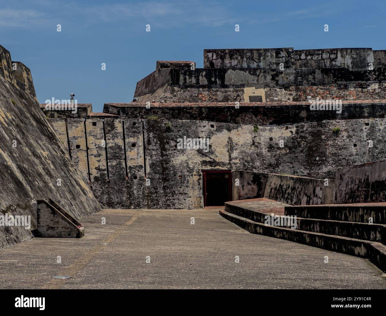 Beautiful aerial drone view of the San Felipe Castle, with the huge ...