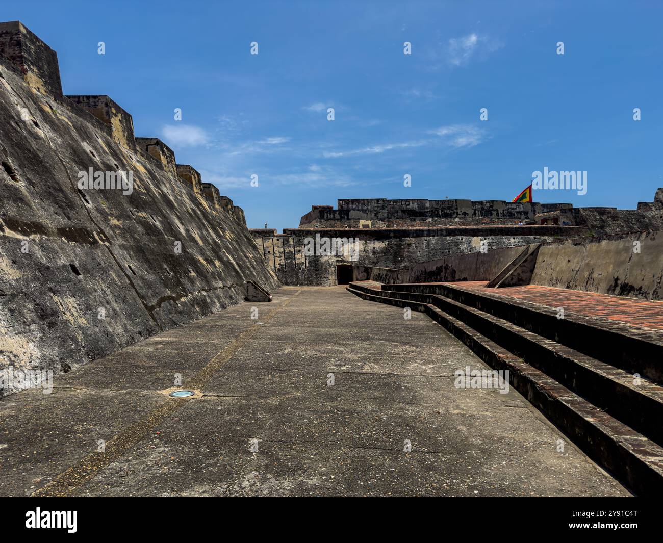 Beautiful aerial drone view of the San Felipe Castle, with the huge ...