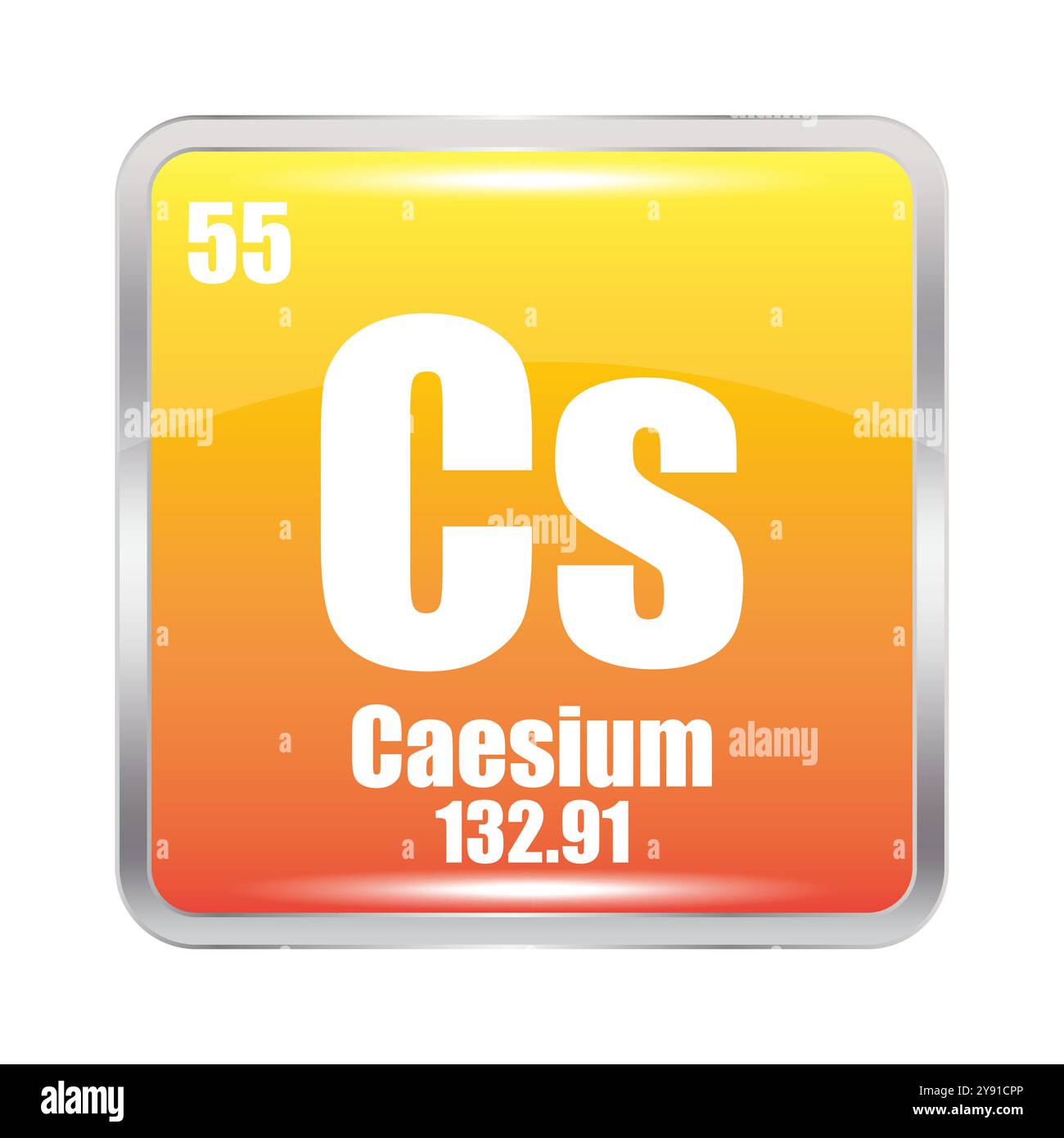 Caesium icon. Cs chemical element. Atomic number 55. Mass 132.91 ...