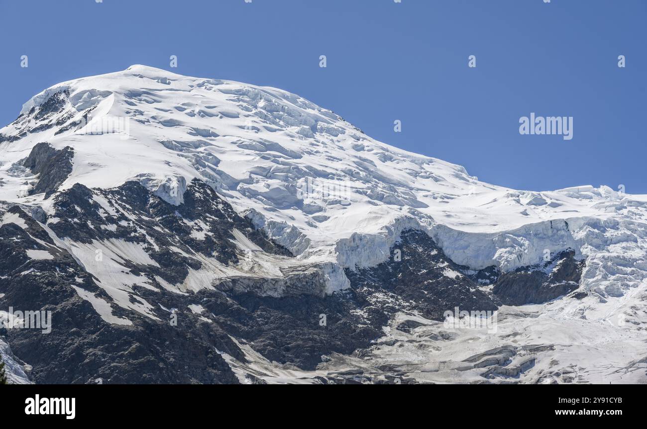 High alpine mountain landscape at Pointe Bravais, glacier edge, glacier tongue, Glacier de ...