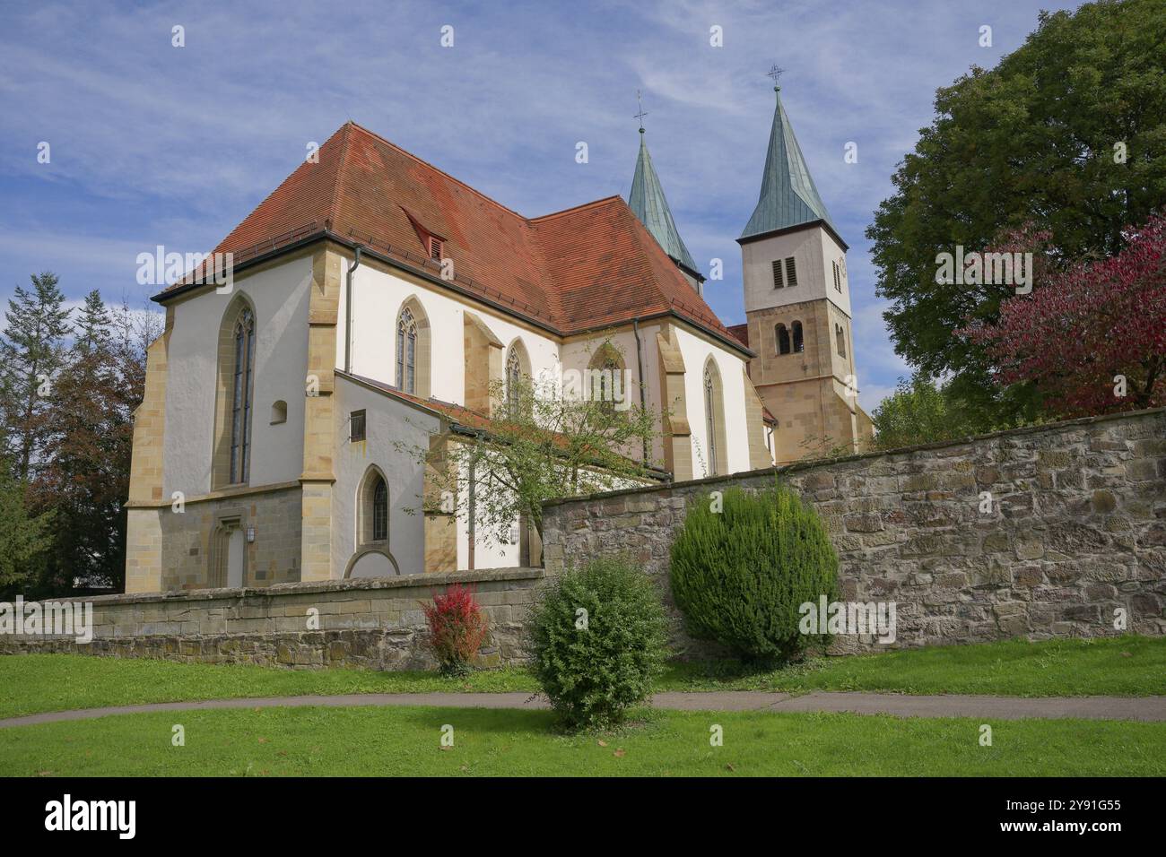 Town park and town church in Murrhardt, Swabian-Franconian Forest ...