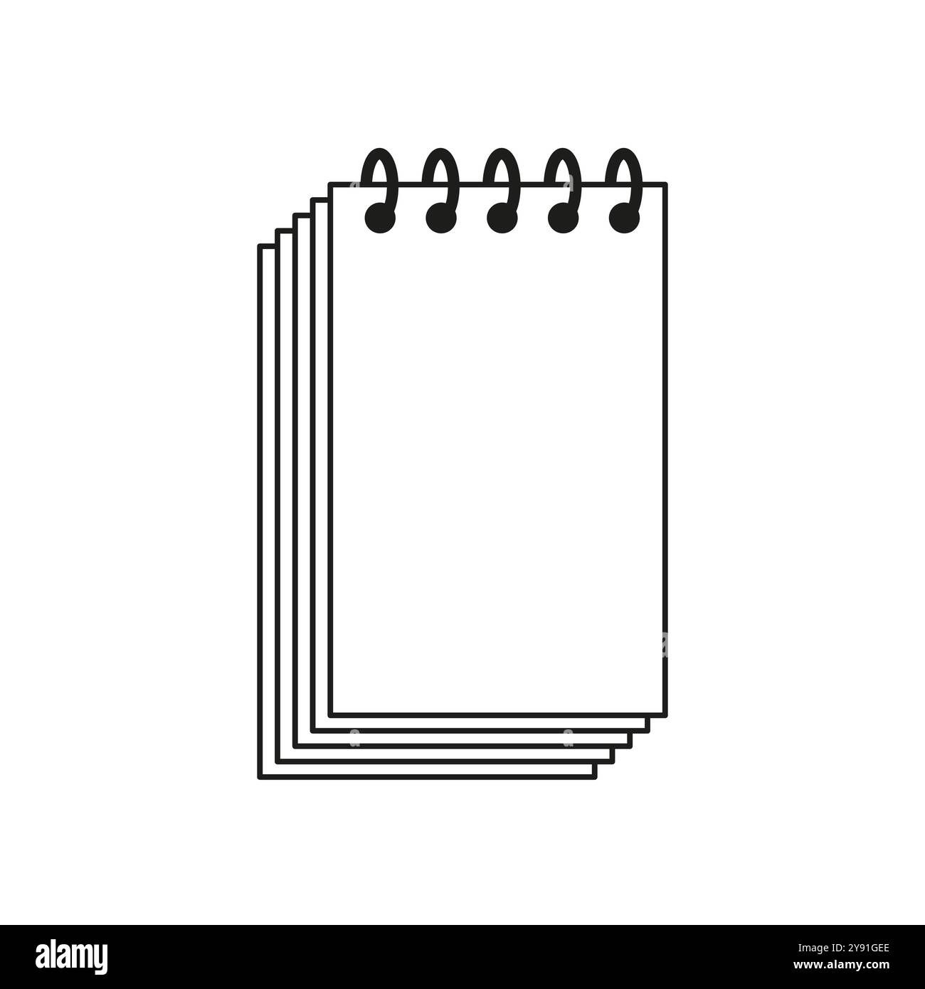 Spiral notepad icon. Blank pages stacked. Simple vector symbol. Black ...