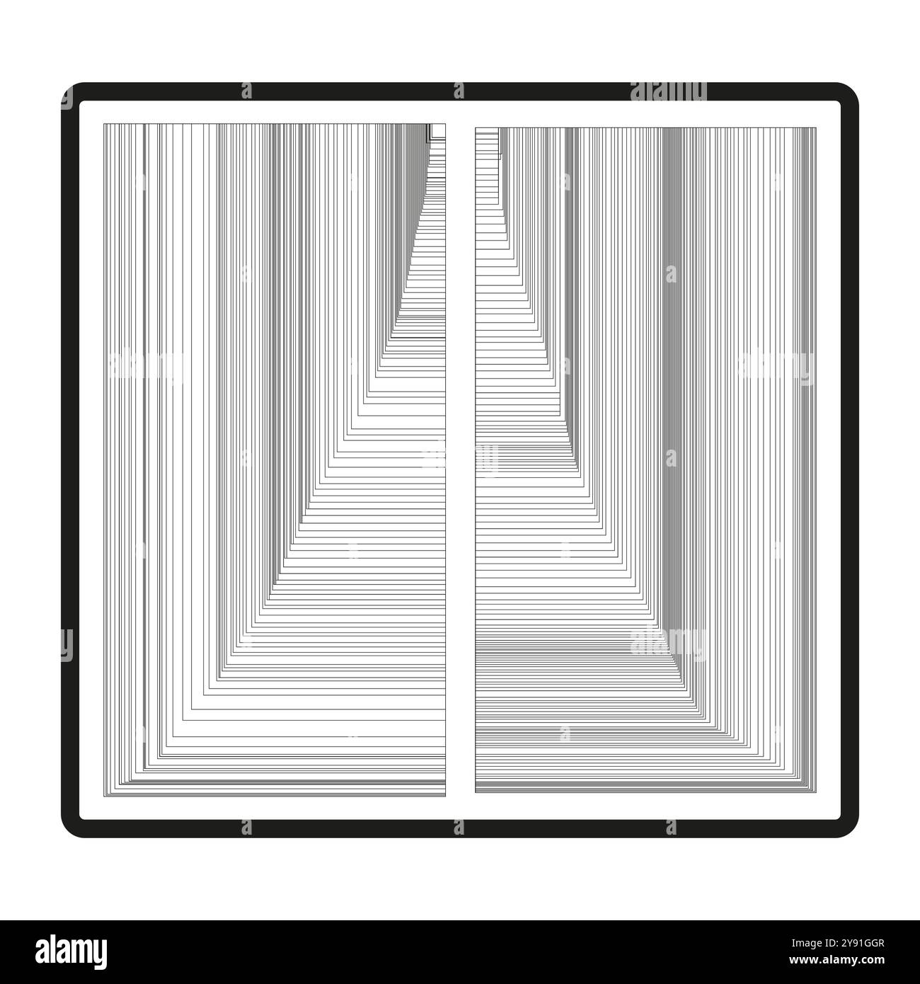 Abstract geometric lines. Symmetrical black and white pattern. Square vector design. Optical ...