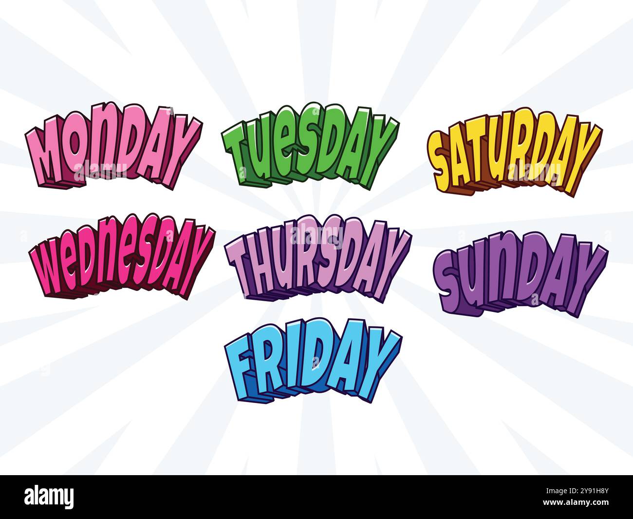 3D Day Text Comic Cartoon Vector Design Template Stock Vector Image ...