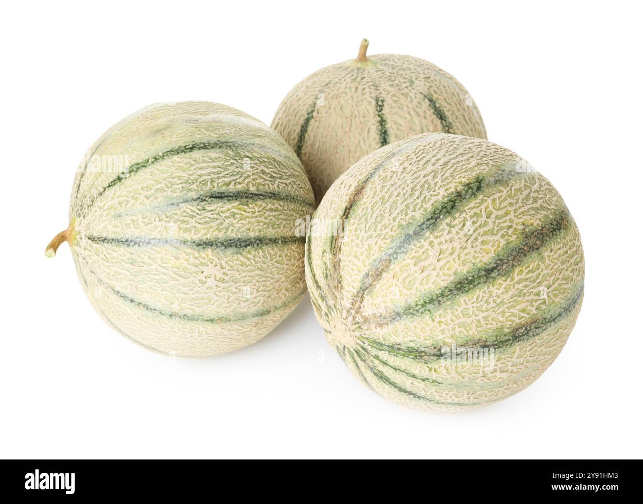 Three whole Cantaloupe melons isolated on white Stock Photo - Alamy
