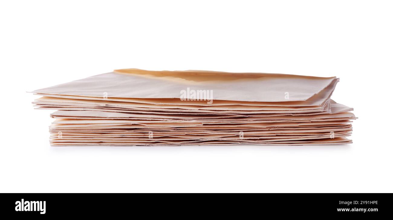 Stack of old letters isolated on white Stock Photo - Alamy