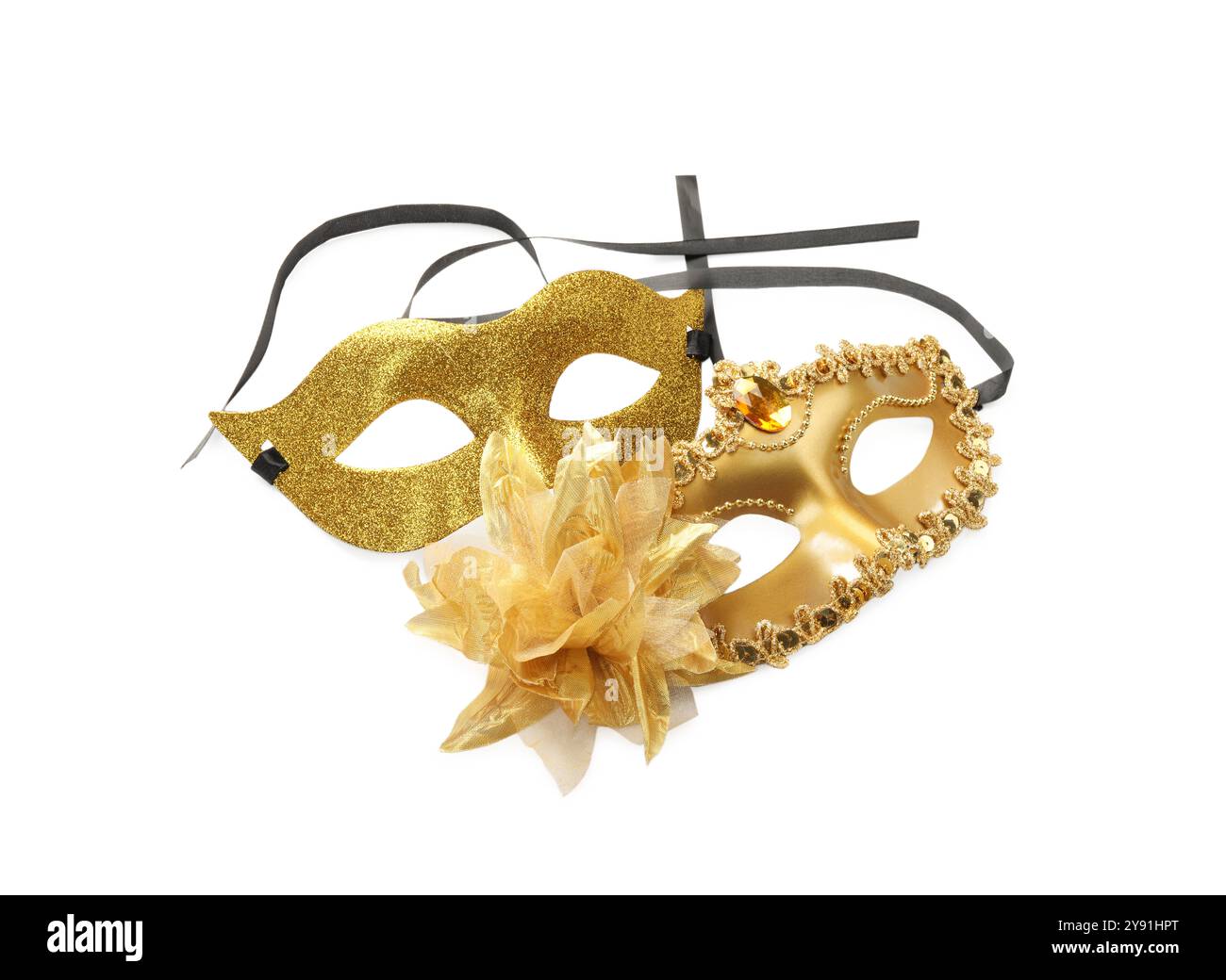 Beautiful golden carnival masks isolated on white Stock Photo - Alamy