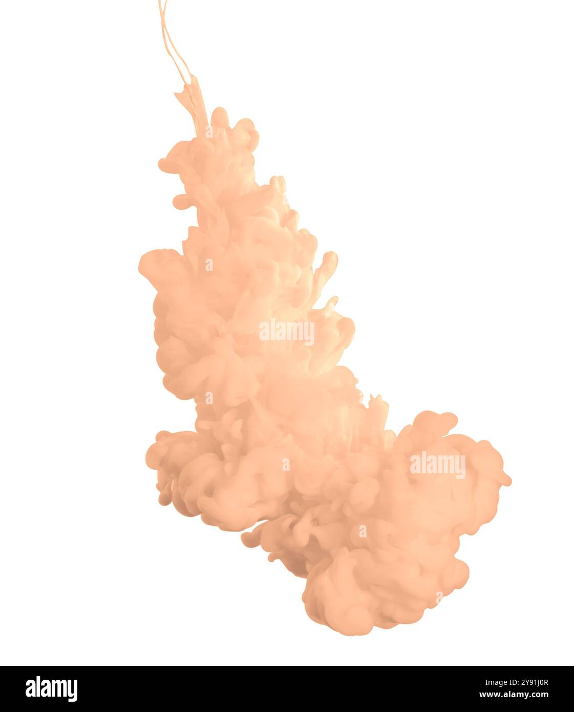 Splash of peach fuzz color ink on white background Stock Photo - Alamy