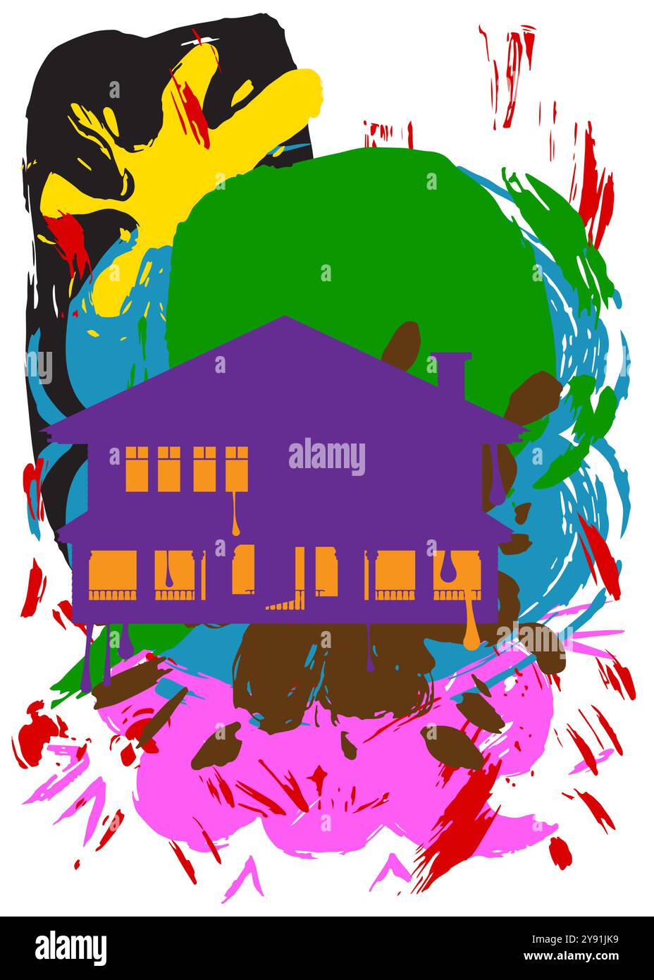 House Graffiti tag. Abstract modern street art decoration performed in ...