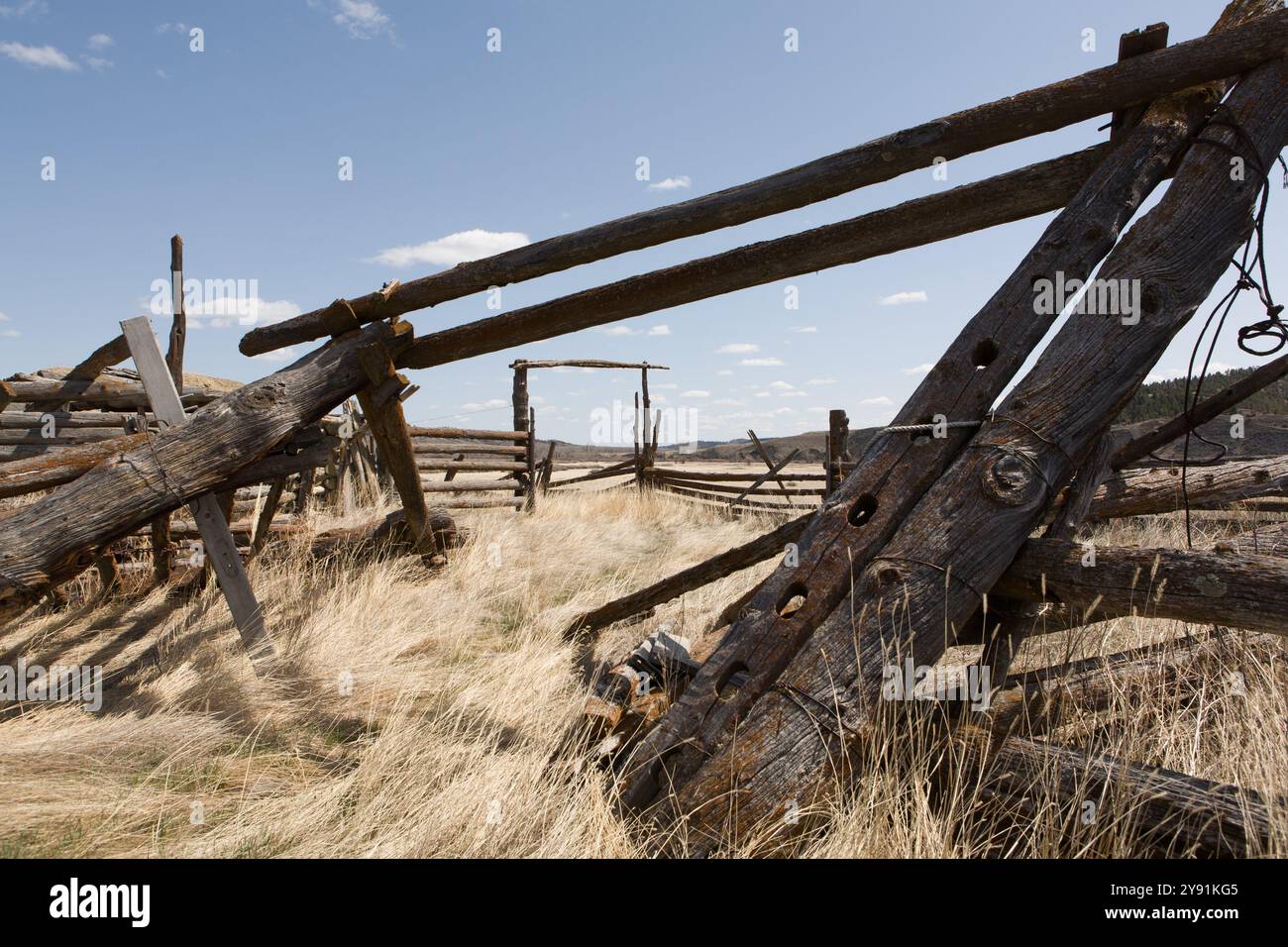 Falling pole corral gate on abandoned homestead. Inholding was bought ...