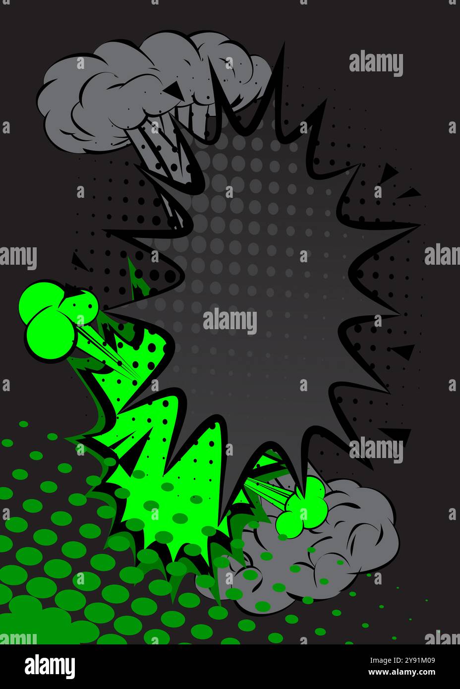 Cartoon green and black background, comic book backdrop. Retro vector ...