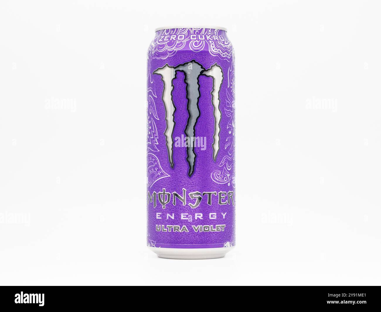 Monster Energy Ultra Violet beverage. The sugar free energy drink is in ...