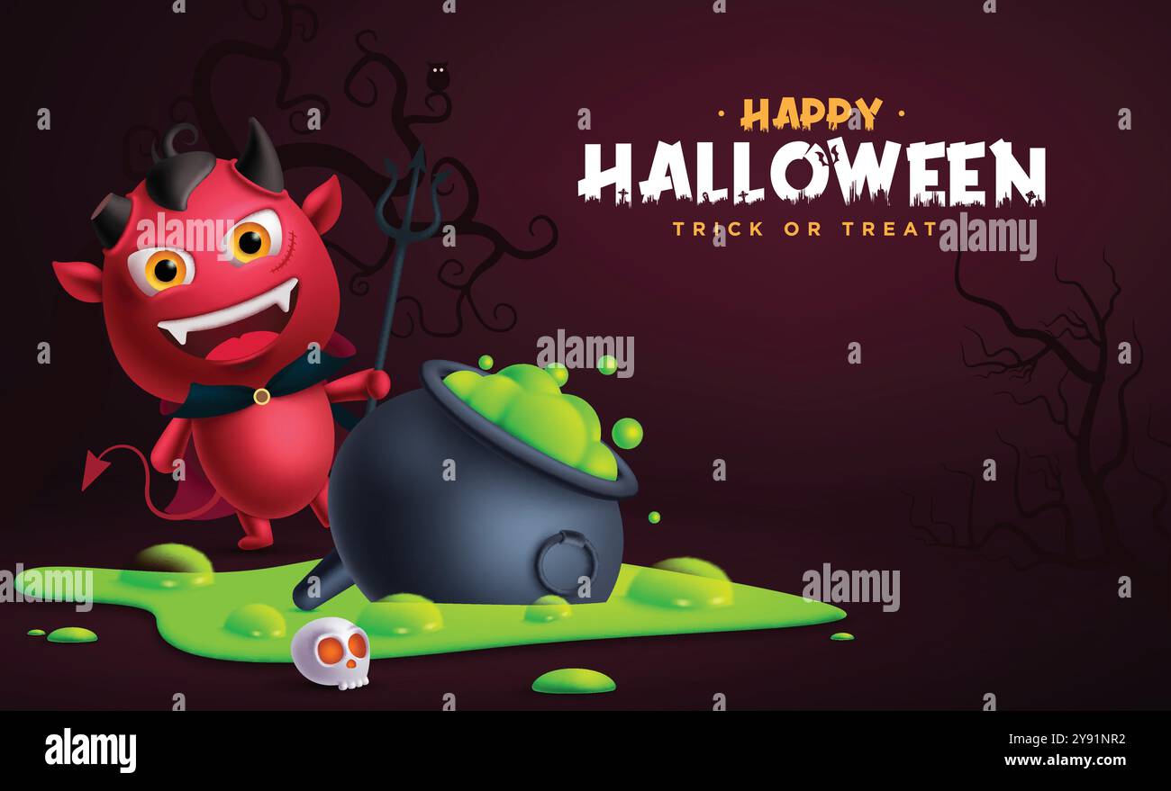 Halloween demon character vector design. Happy halloween trick or treat ...