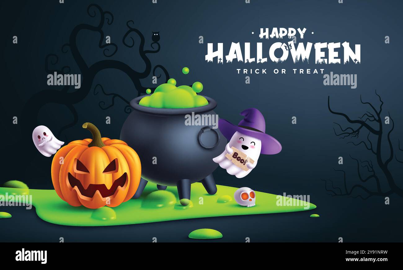 Happy halloween greeting text vector design. Halloween trick or treat ...
