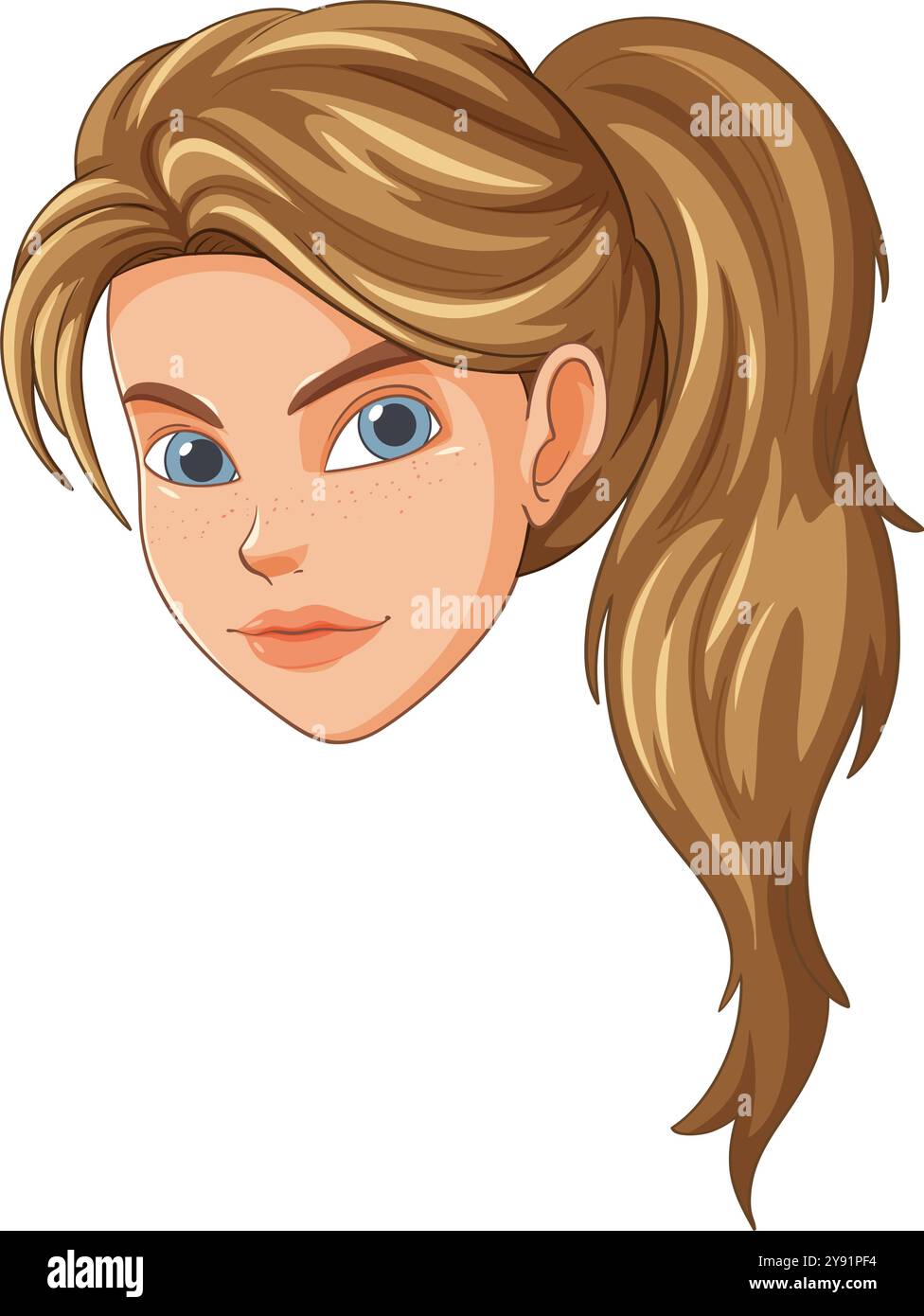 Illustration of a girl with a ponytail Stock Vector Image & Art - Alamy