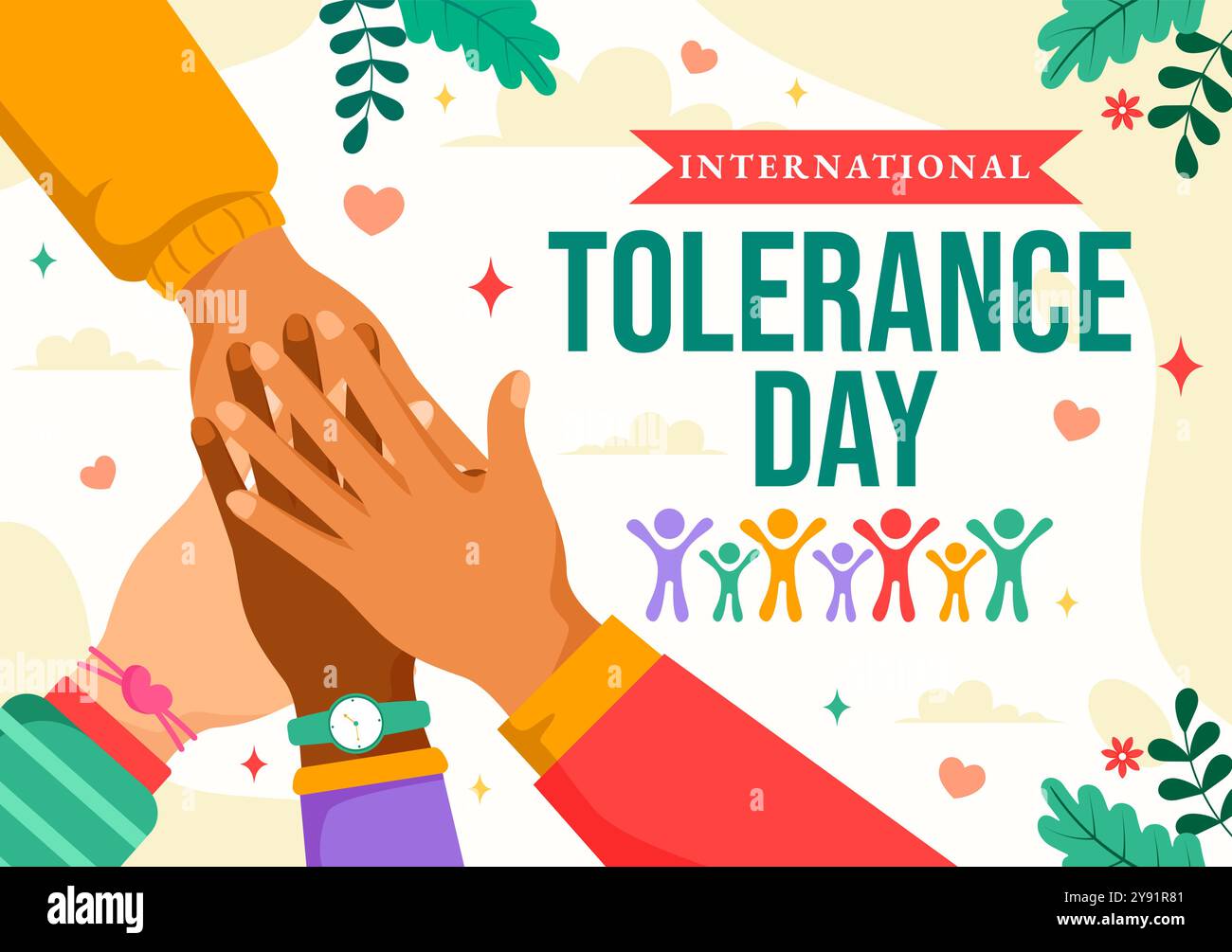 International Day of Tolerance Vector Illustration Featuring Diverse ...