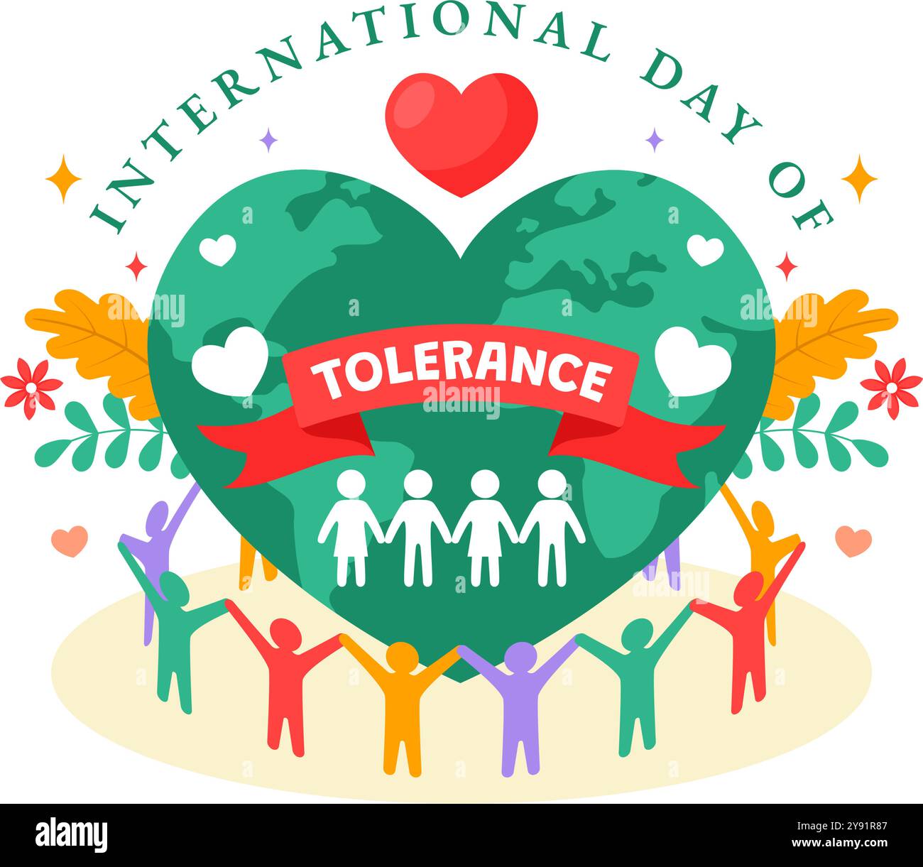 International Day of Tolerance Vector Illustration Featuring Diverse ...