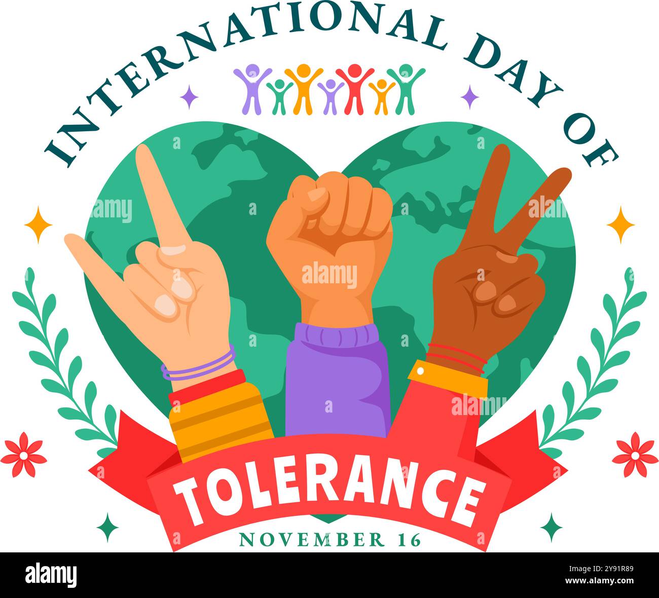 International Day of Tolerance Vector Illustration Featuring Diverse ...