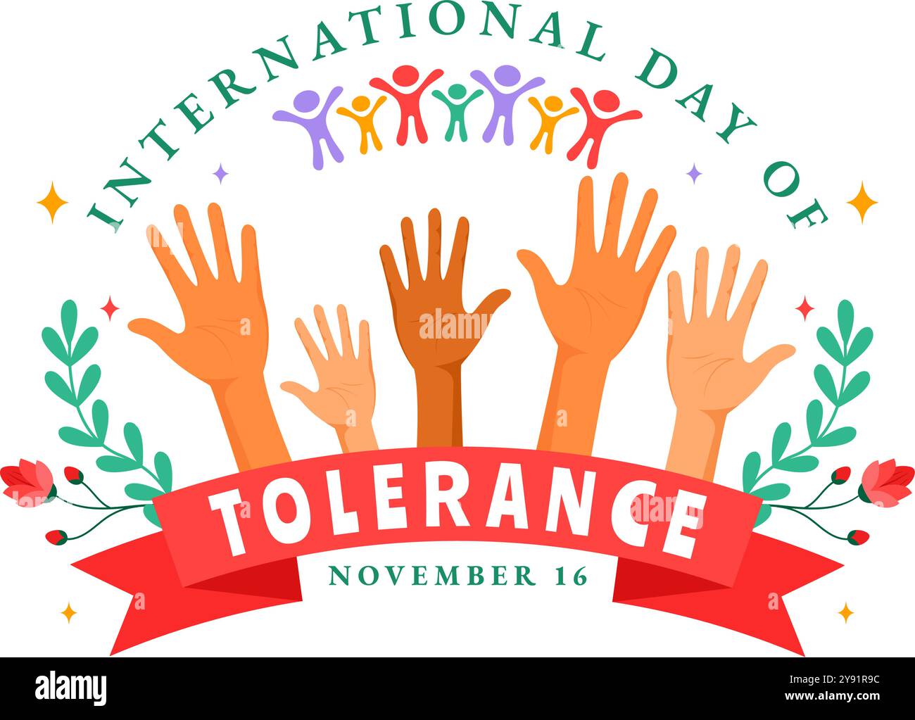 International Day of Tolerance Vector Illustration Featuring Diverse ...