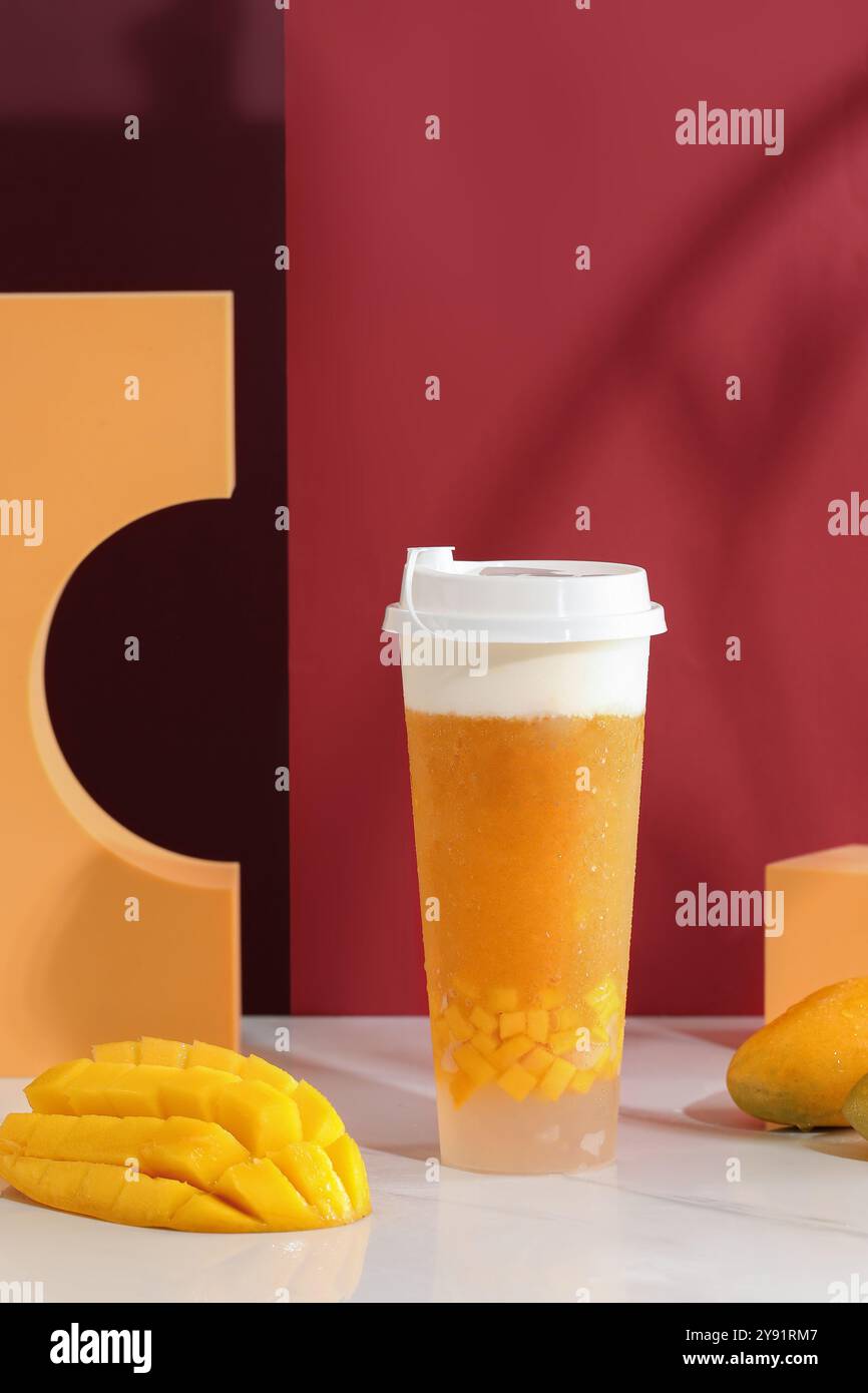 Fresh mango juice cheese cream and mango fruit with a Pure color ...