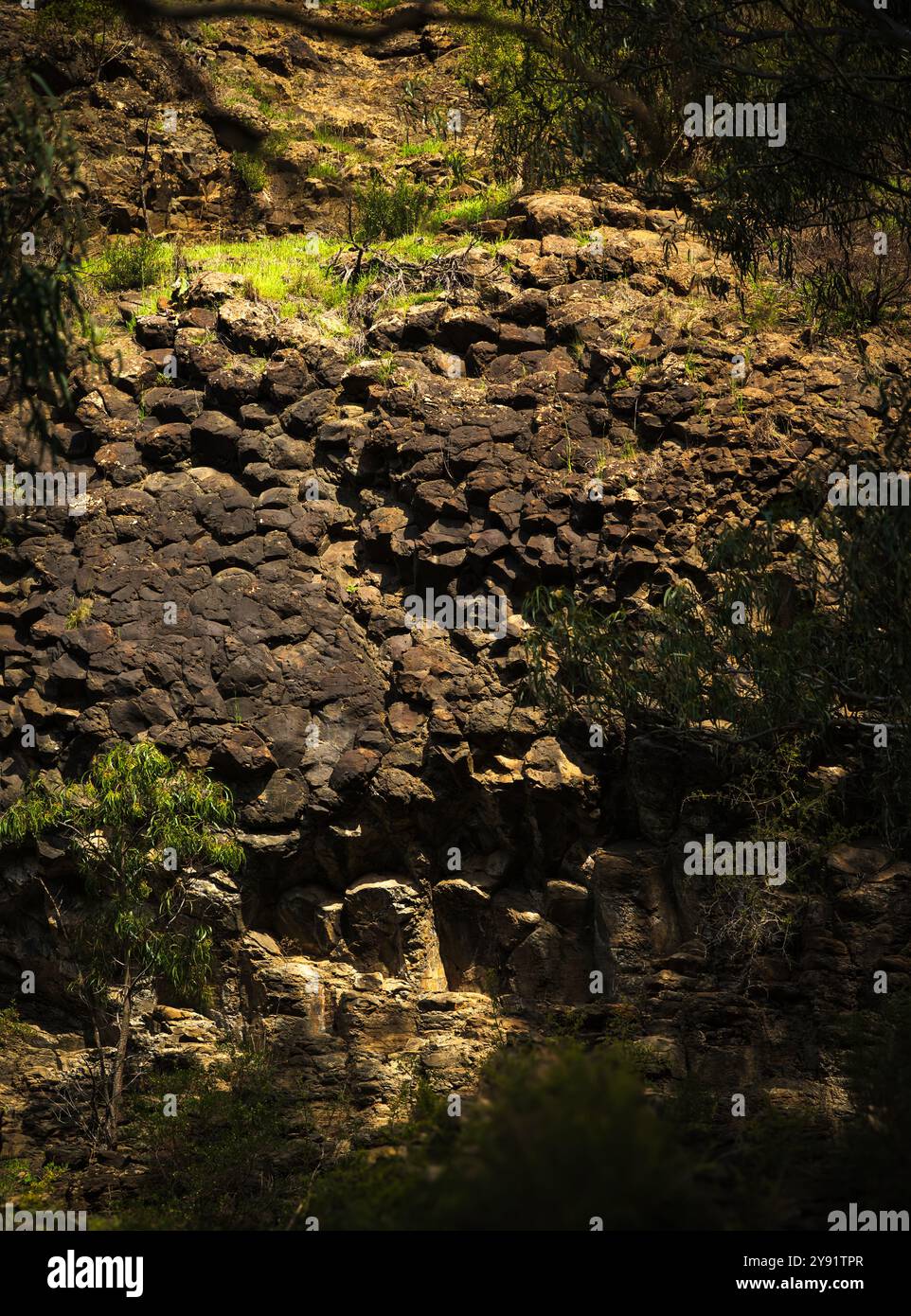Cliff rock formation at Organ Pipes National Park, Melbourne, Victoria ...