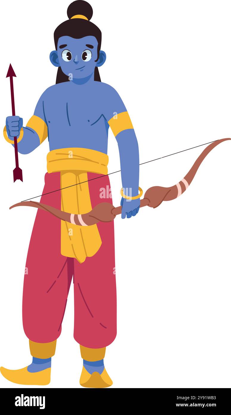 hindu mythological lord rama holding bow and arrow Stock Vector Image ...