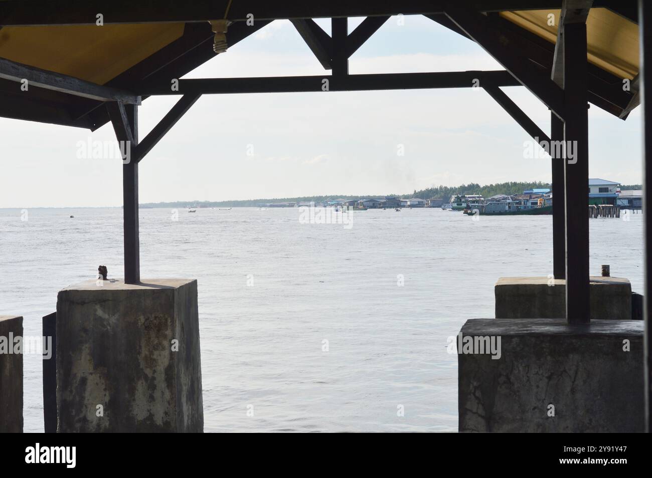 concrete pier at the harbour Stock Photo - Alamy