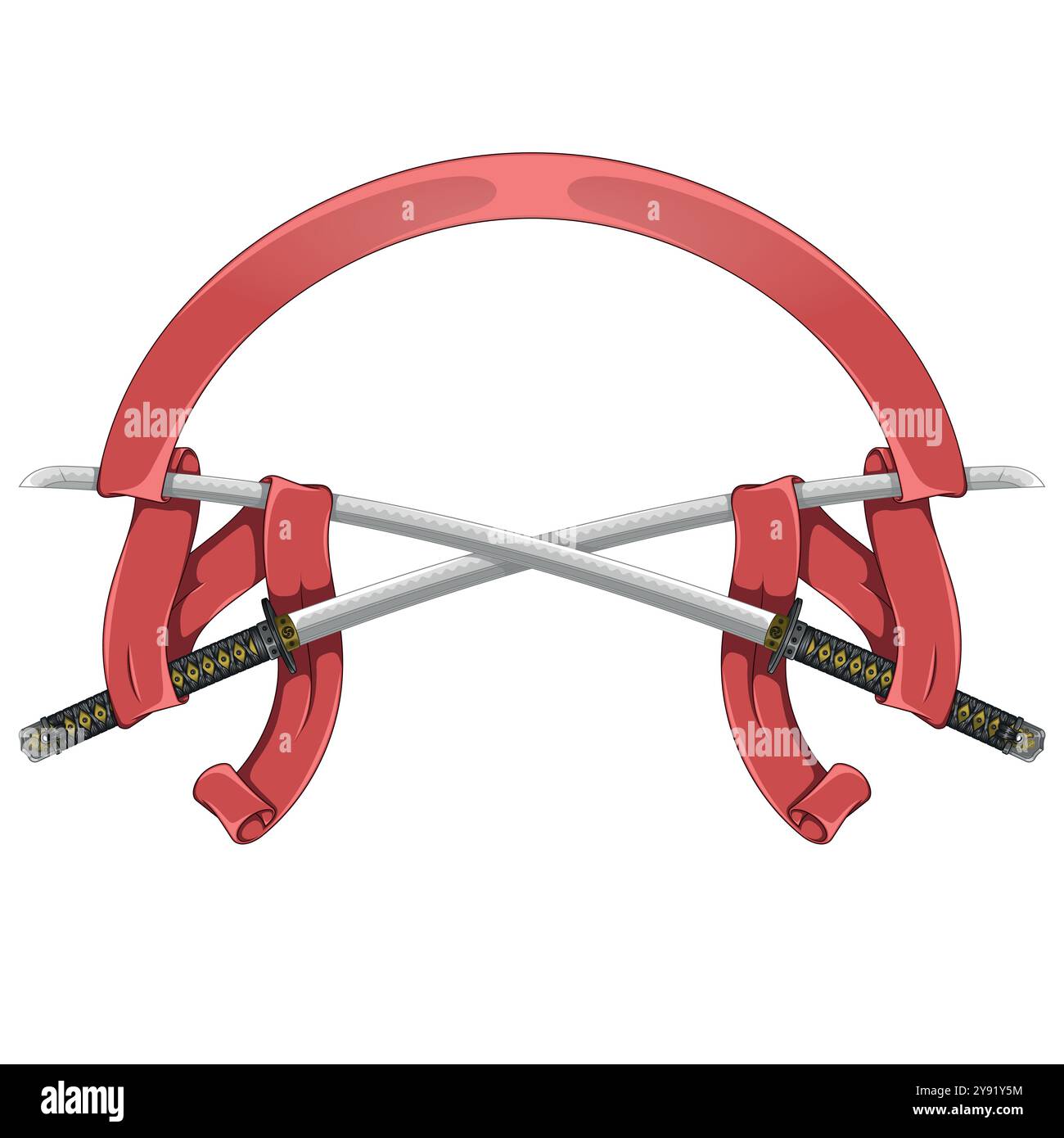 Samurai sword with ribbon, katana from ancient feudal Japan with ribbon ...