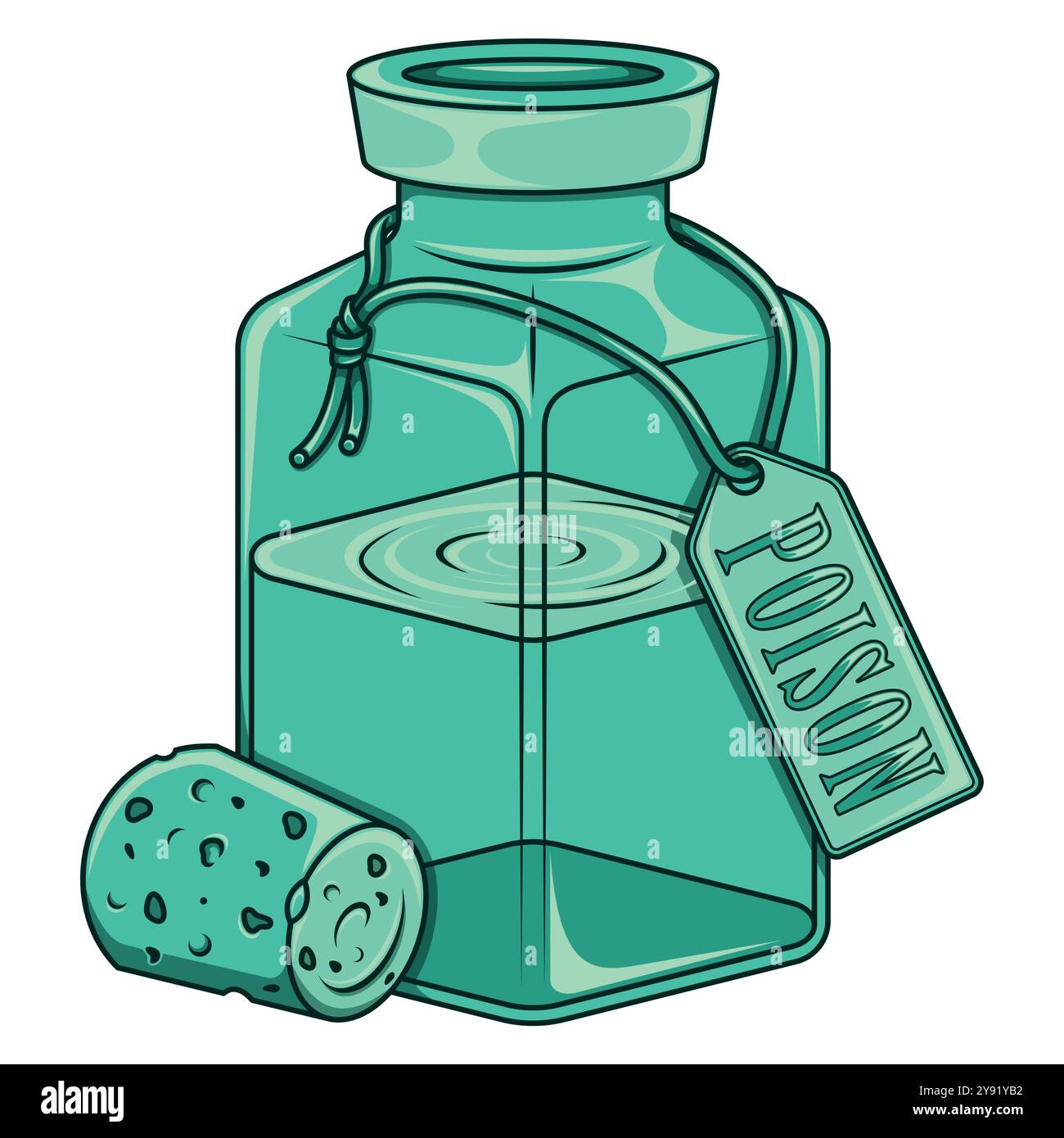 Glass bottle with magic liquid substance, magic potion container with ...