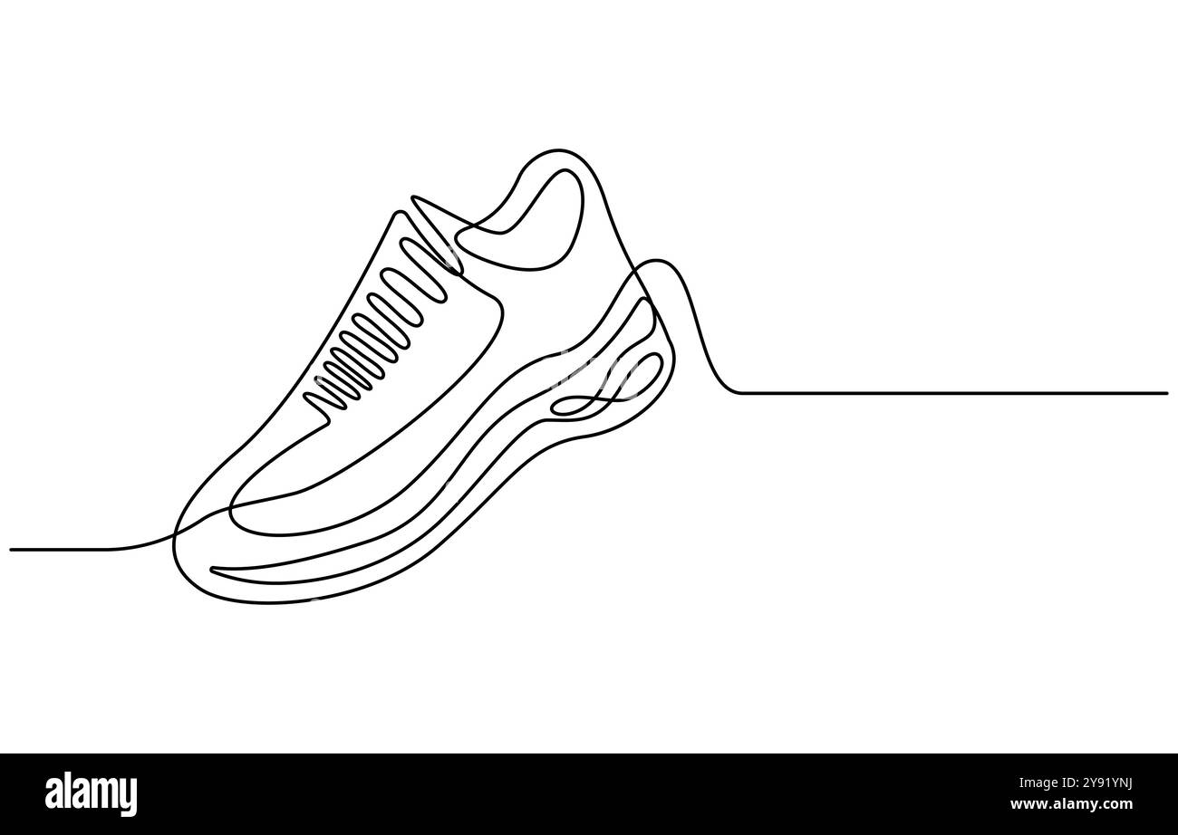 Sport Sneaker shoes in continuous line art drawing style, sneakers are ...
