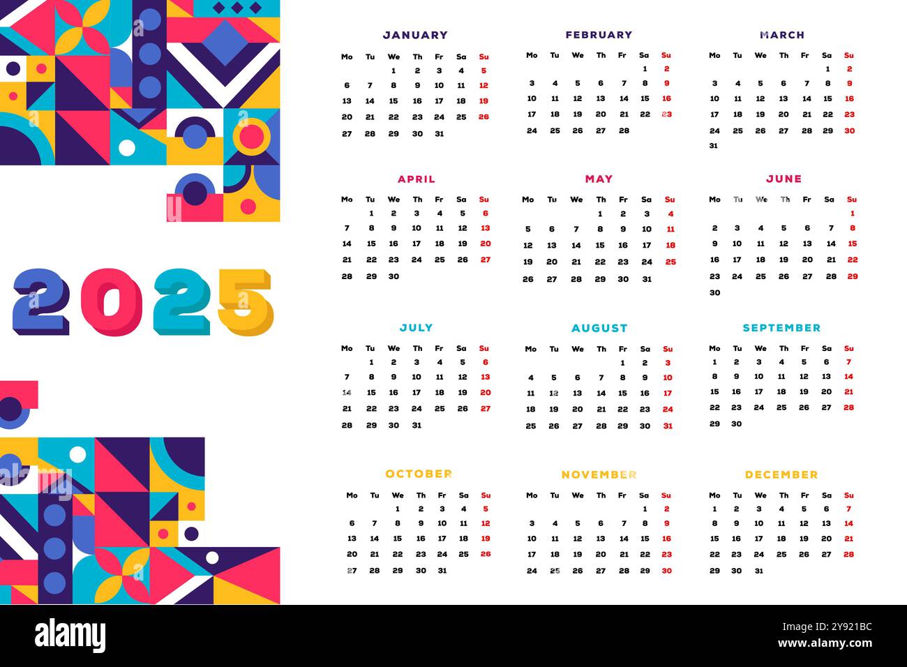 2025 calendar design background illustration with abstract pattern ...