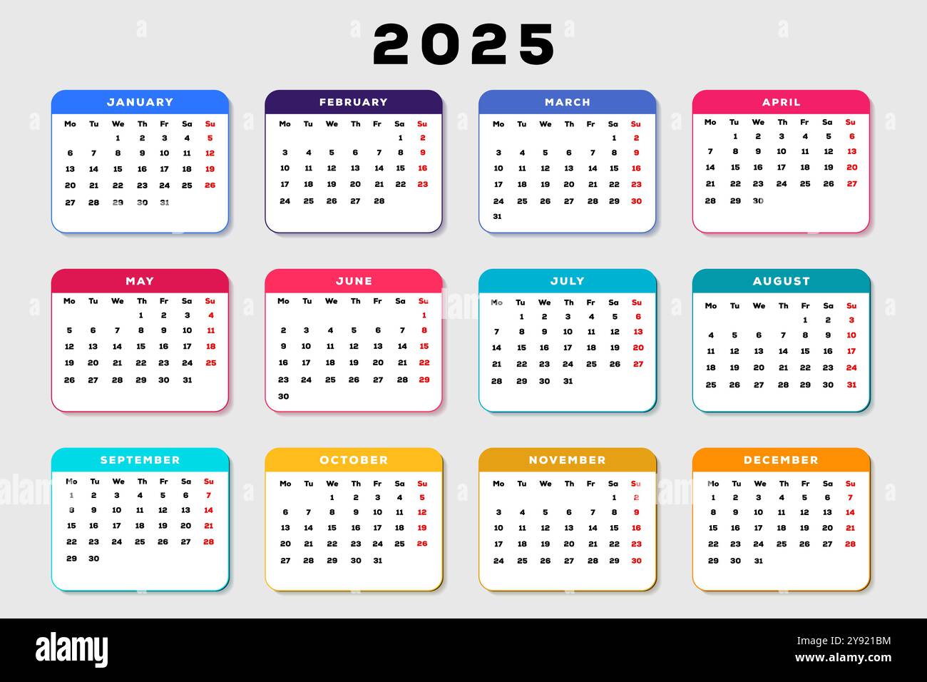 Simple 2025 year calendar week Stock Vector Images - Alamy