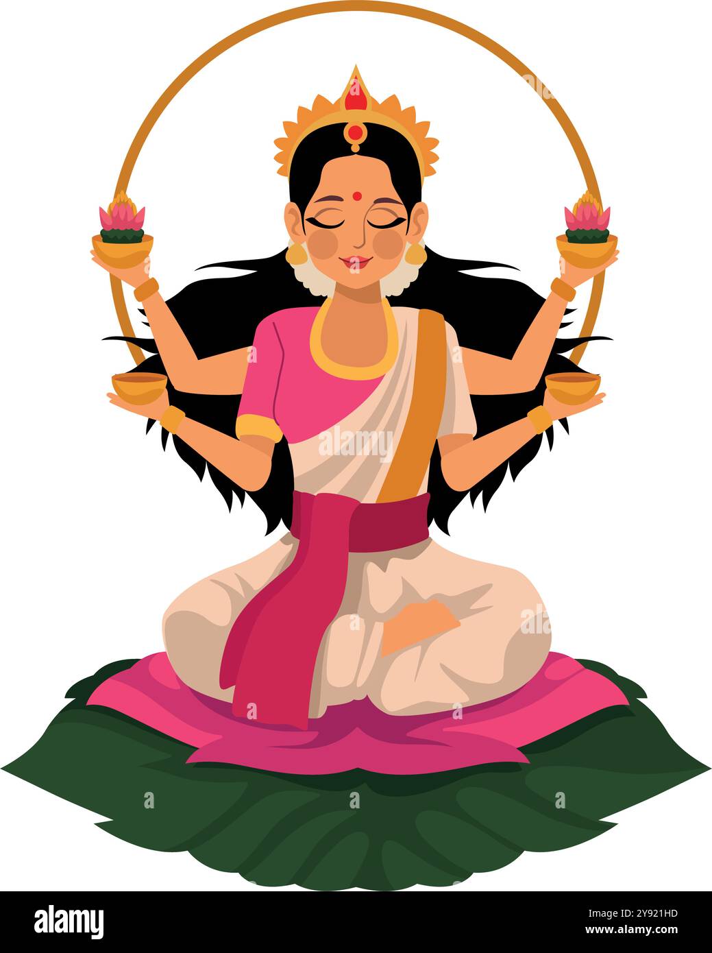 goddess lakshmi sitting on flower Stock Vector Image & Art - Alamy