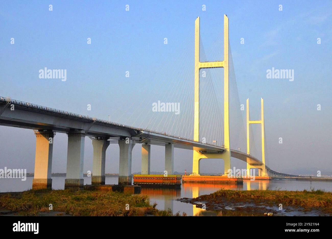 New Yalu River Bridge is pictured from the Dandong in China on October ...