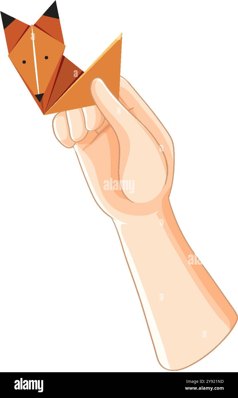 Hand holding an origami fox, symbolizing creativity Stock Vector Image ...