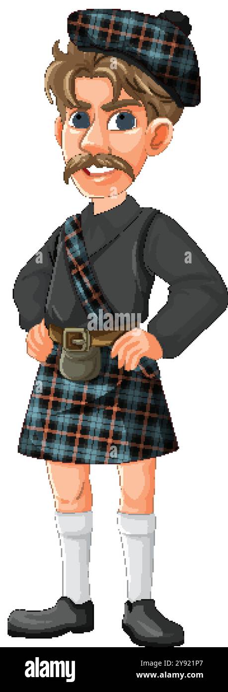 Illustration of a man wearing a Scottish kilt Stock Vector Image & Art ...